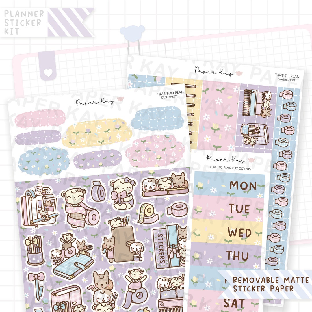 Time to Plan Journaling Sticker Kit - Repositionable Sticker Paper - 3 ...