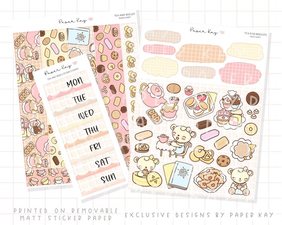 Tea and Biscuits Journaling Sticker Repositionable Sticker - Etsy