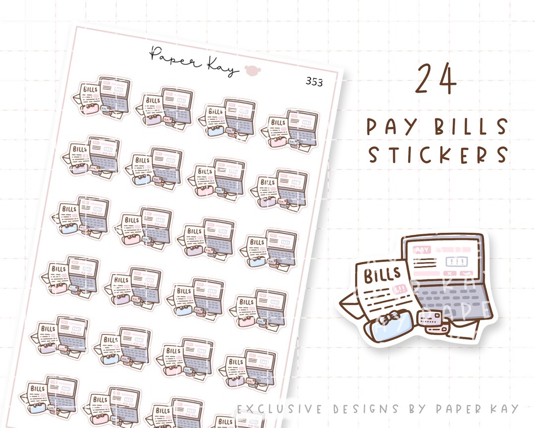 Pay Bills Planner Stickers | by Paper Kay | 353 | - Etsy