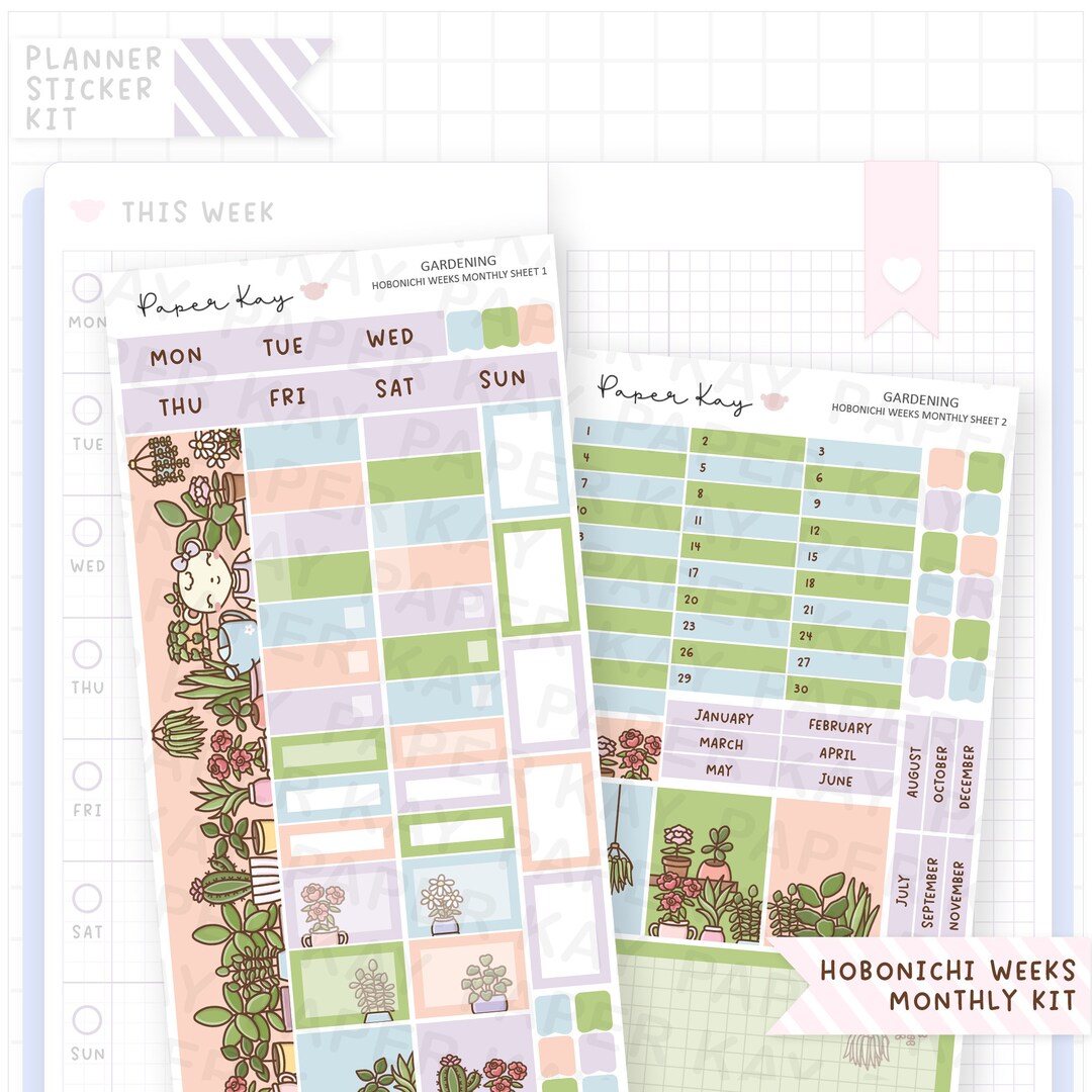 Gardening Hobonichi Monthly Sticker Kit - Hobonichi Weeks Kit - Monthly ...