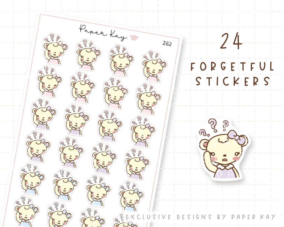 Forgetful/confused Planner Stickers Dot the Bear by Paper Kay 262 - Etsy