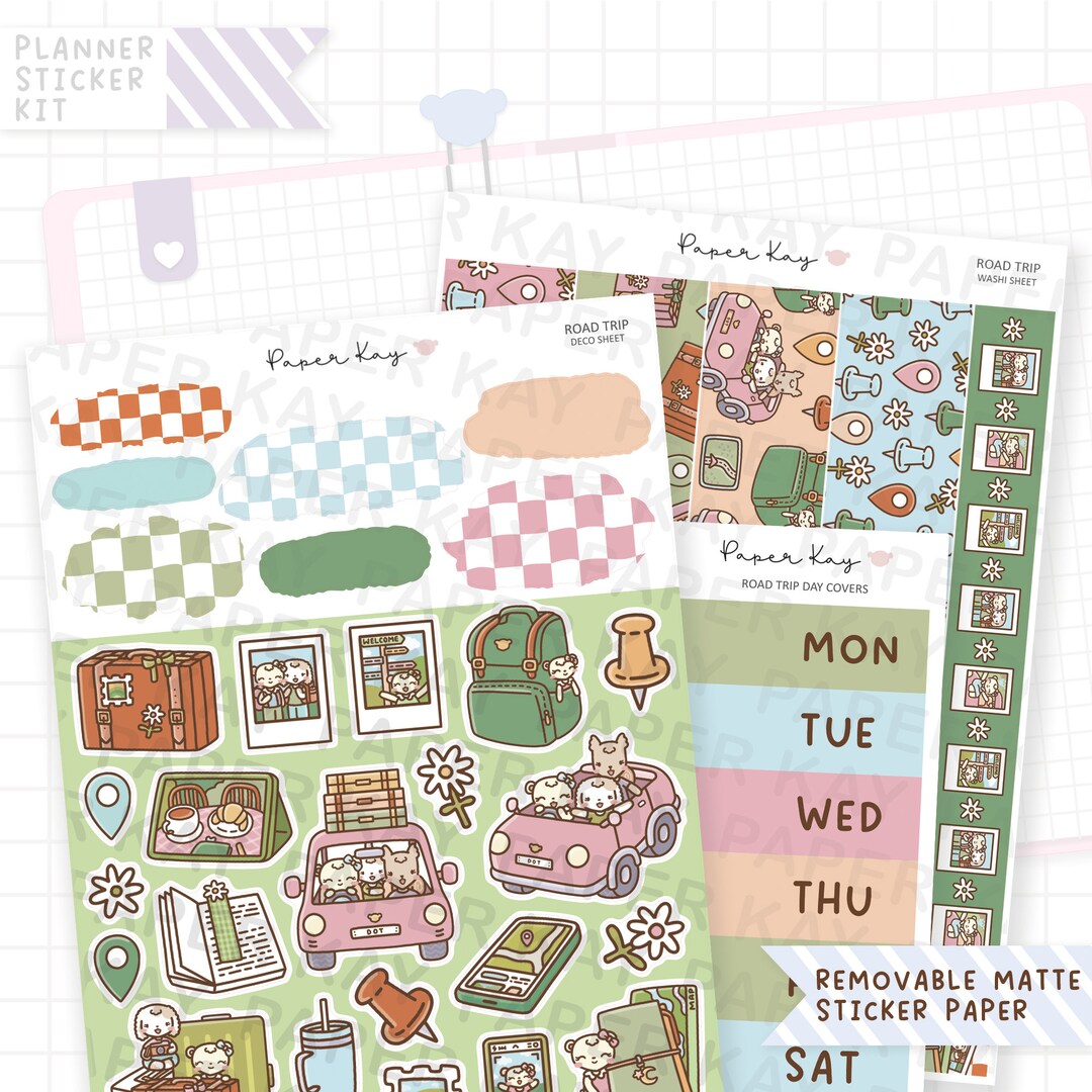 Road Trip Journaling Sticker Kit - Repositionable Sticker Paper - 3 ...