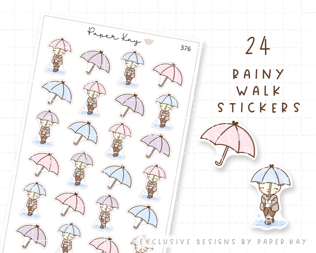 Rainy Walk Stickers | Planner Stickers | by Paper Kay | 376 | - Etsy