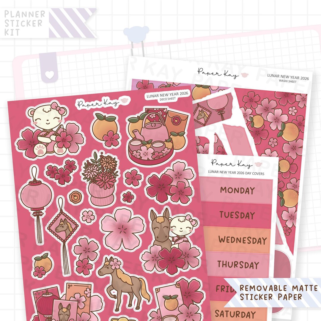 Lunar New Year 2026 Journaling Sticker Kit - Repositionable Sticker ...