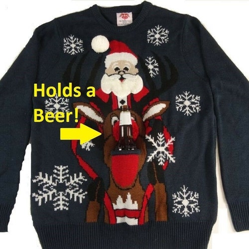 Reindeer Funny Ugly Christmas Sweater Red | Etsy