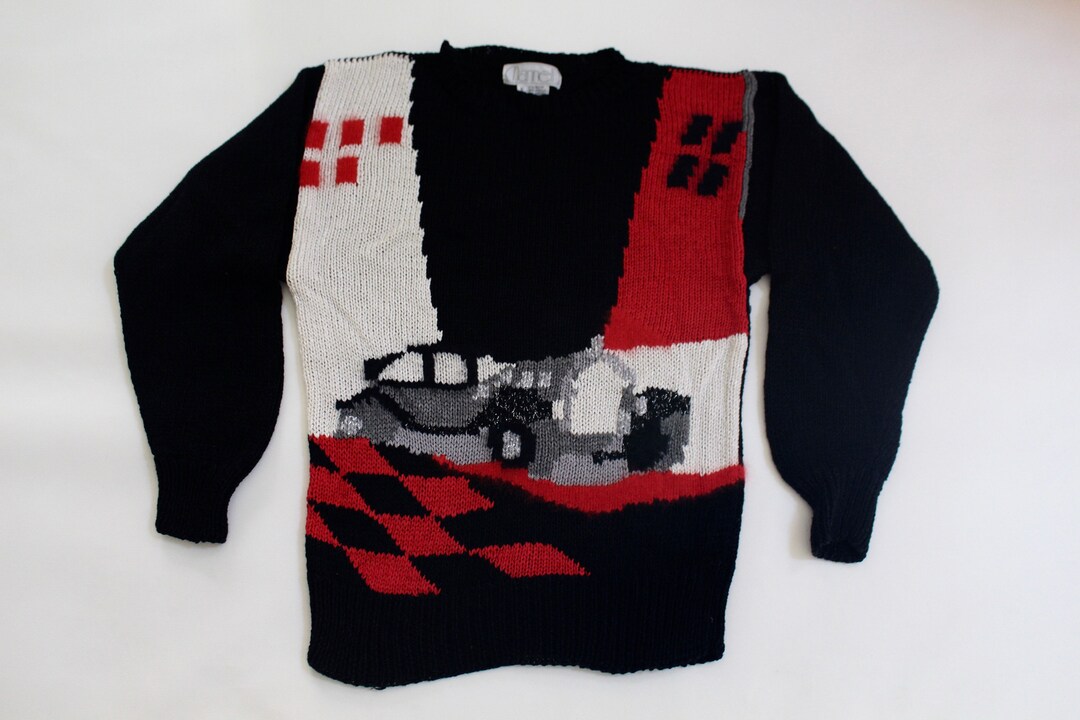 Race Car! Small Size Vintage Sweater Black #1079 - Etsy