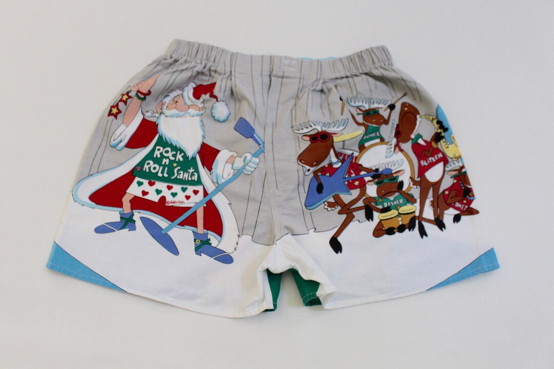 Santa Boxers Medium Size Vintage Ugly Christmas Gray/blue 881 - Etsy