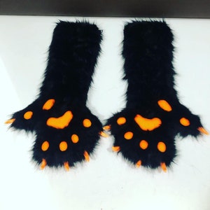 Black Fursuit Paws + Silicone Anthro Pawpads and Claws With Custom ...