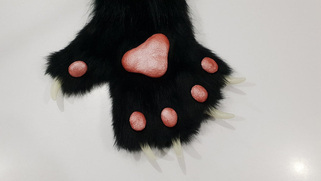 Black Fursuit Paws + Silicone Anthro Pawpads and Claws With Custom ...