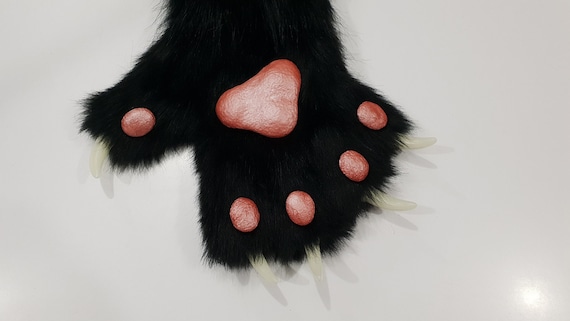 Black Fursuit Paws Silicone Anthro Pawpads and Claws With | Etsy