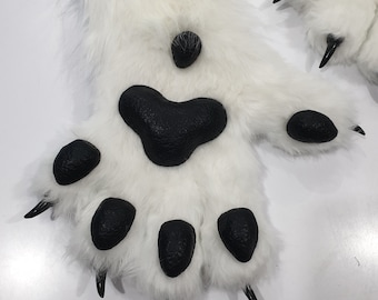 White Fursuit Paws Silicone Anthro Pawpads and Claws With | Etsy