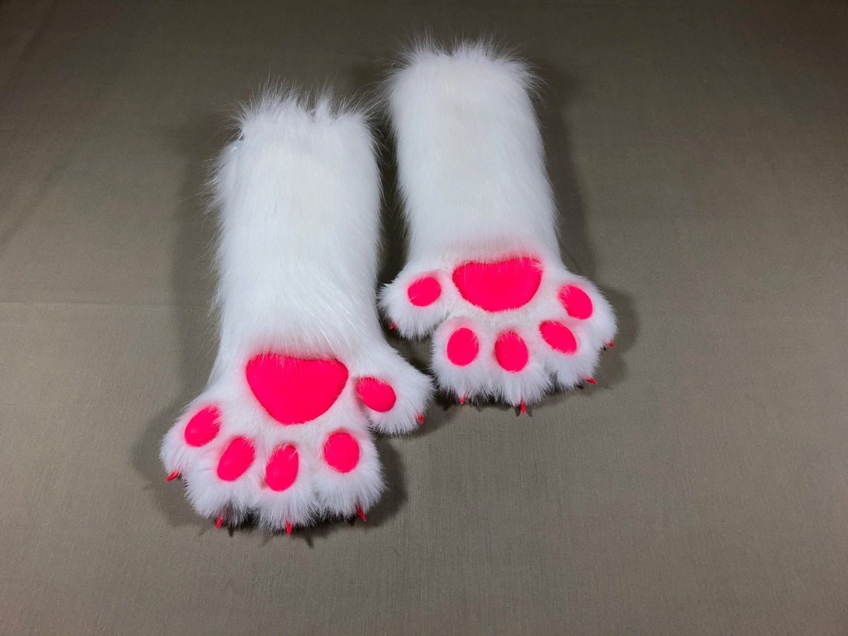 White Fursuit Paws silicone Kemono PawPads and Claws with | Etsy