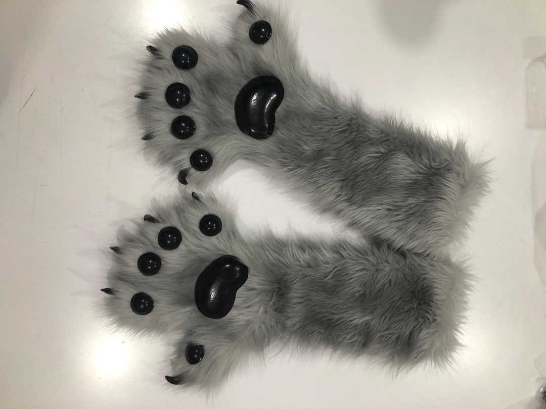 Gray Fursuit Paws + Silicone Monster Pawpads and Claws With Custom ...