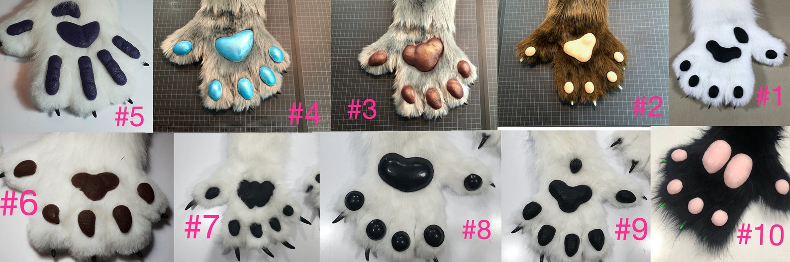 Long Shoulder Fursuit Paws + Silicone THICK K9 Pawpads and Claws With ...