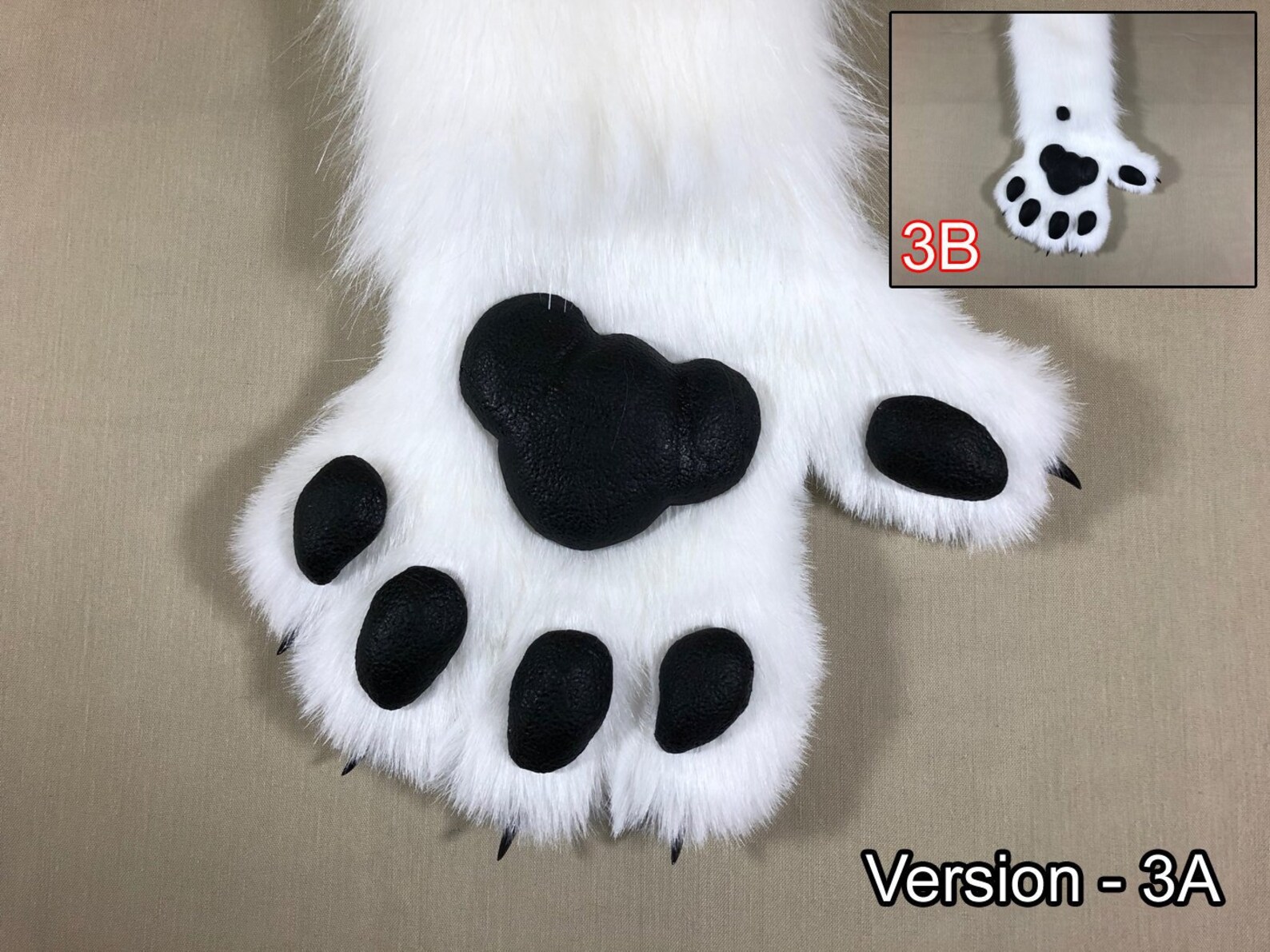 White Fursuit Paws + Silicone Big K9 Pawpads and Claws With Custom ...