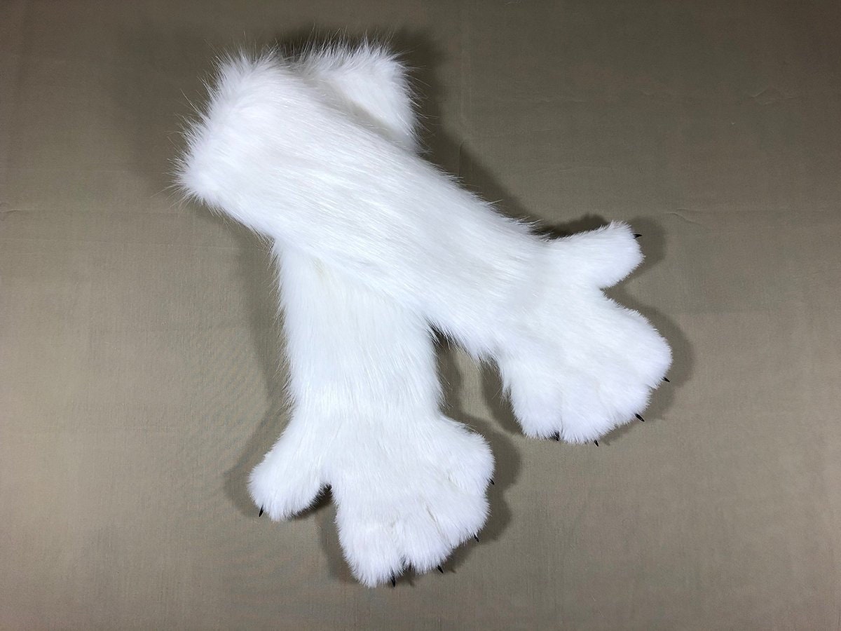 White Fursuit Paws + Silicone Little K9 Pawpads and Claws With Custom ...