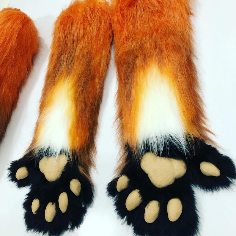 CUSTOM Fox Airbrushed Fursuit Paws With Tail Silicone - Etsy UK