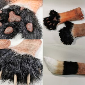 CUSTOM - Fox Airbrushed Fursuit Paws With Tail + Silicone Pawpads and ...