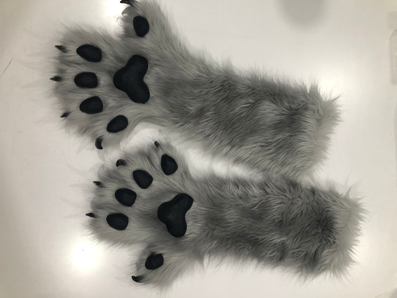 Gray Fursuit Paws + Silicone THICK K9 Pawpads and Claws With Custom ...