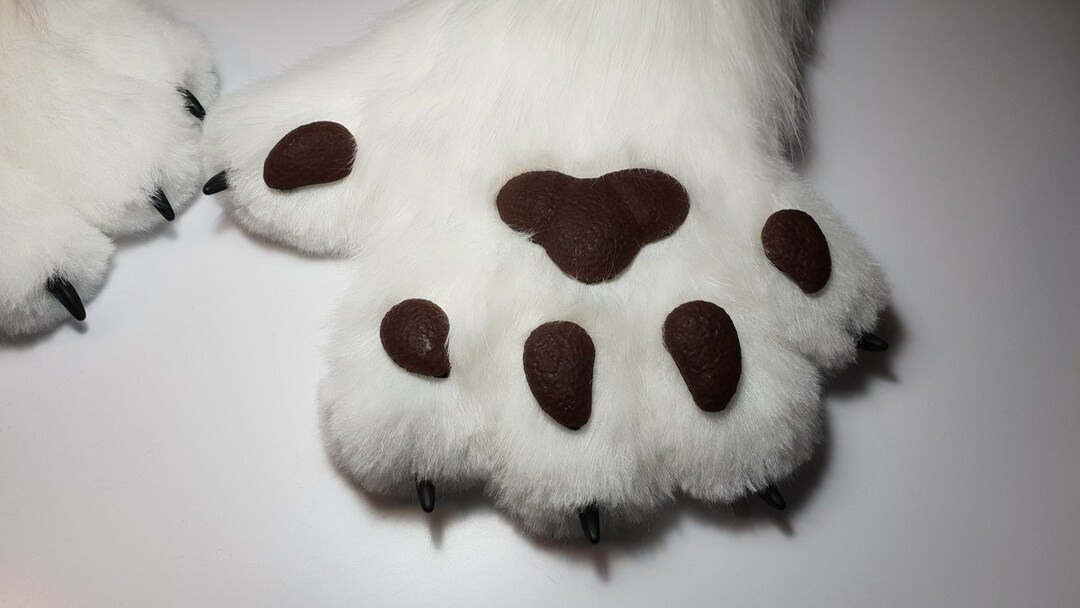 White Fursuit Paws + Silicone Little K9 Pawpads and Claws With Custom ...