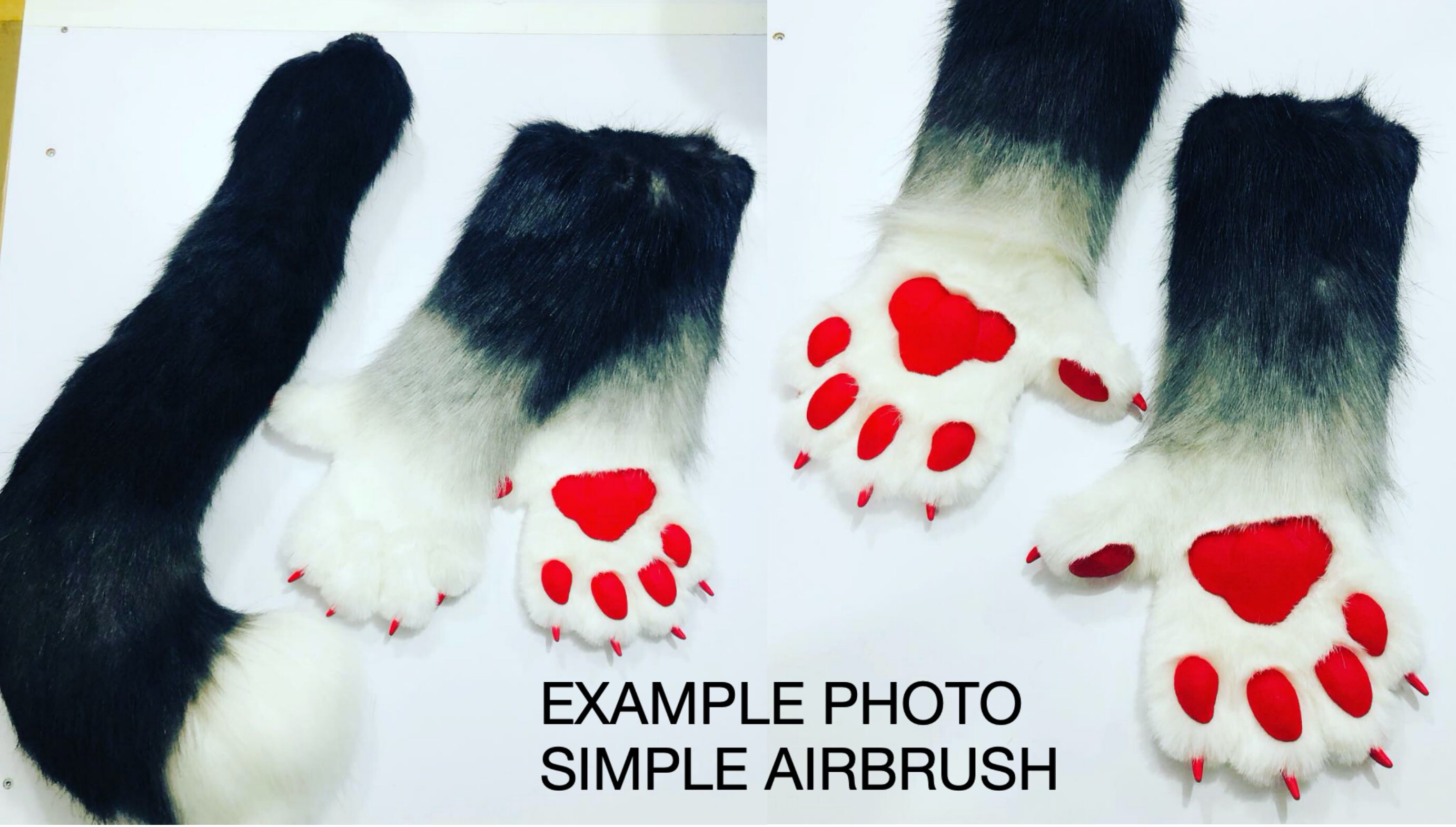 Custom LEOPARD Airbrushed Fursuit Handpaws + Tail With Silicone Pads ...