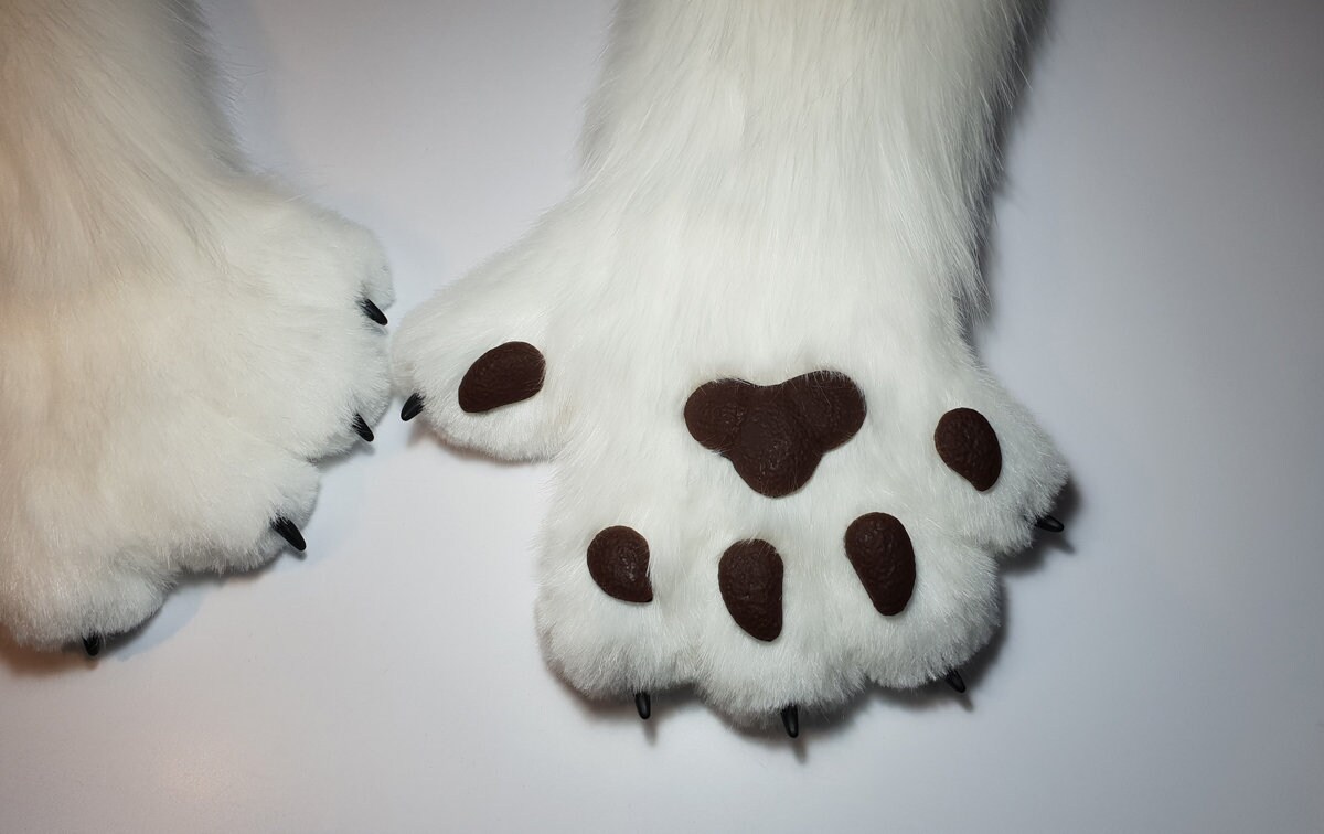 White Fursuit Paws + Silicone Little K9 Pawpads and Claws With Custom ...
