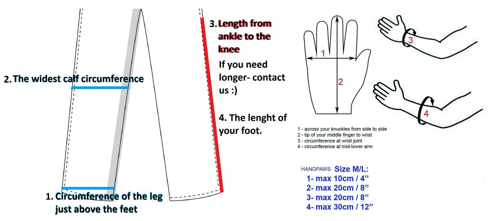 Set Feet Paws Hand Paws and Tail With Pads and Claws Custom | Etsy