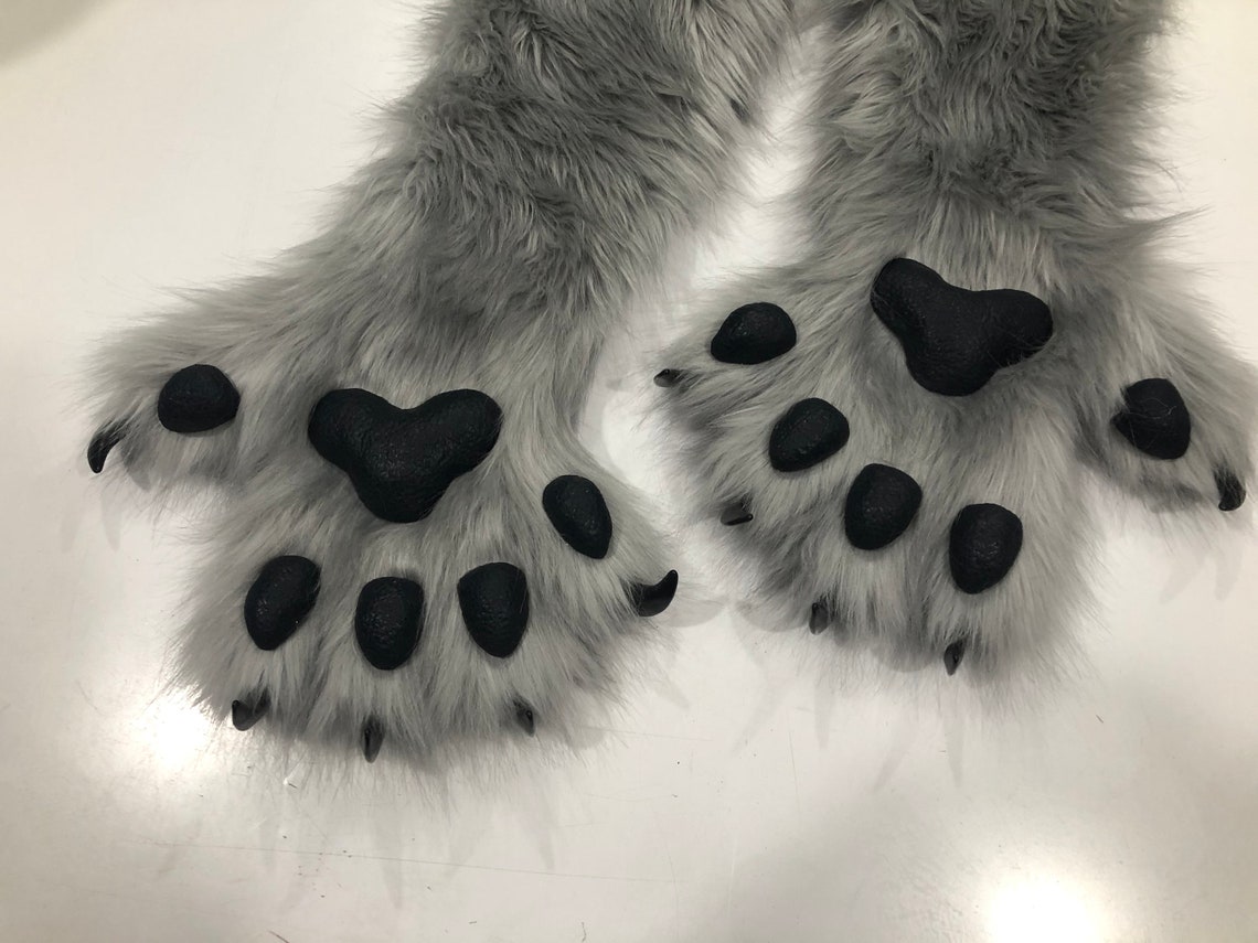 Gray Fursuit Paws Silicone THICK K9 Pawpads and Claws With - Etsy