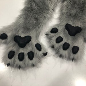 Gray Fursuit Paws + Silicone THICK K9 Pawpads and Claws With Custom ...