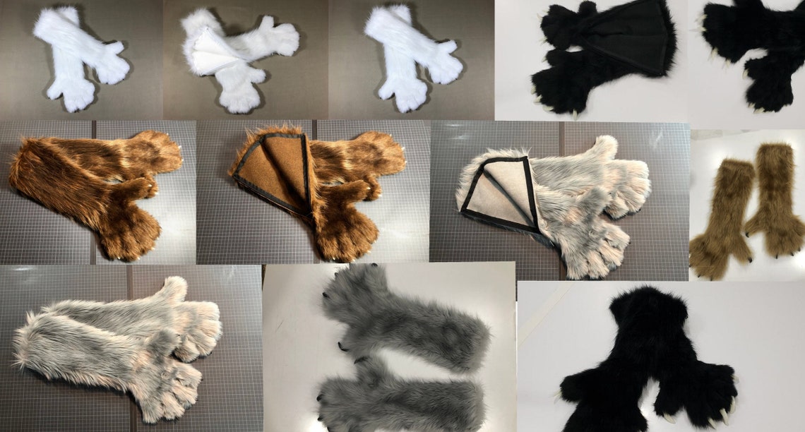 Long Shoulder Fursuit Paws + Silicone THICK K9 Pawpads and Claws With ...