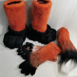 Set Feet Paws, Hand Paws and Tail With Pads and Claws Custom! Like ...