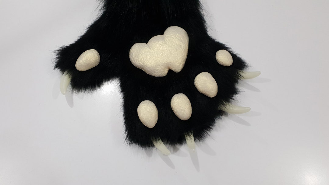 Black Fursuit Paws + Silicone Feline Pawpads and Claws With Custom ...