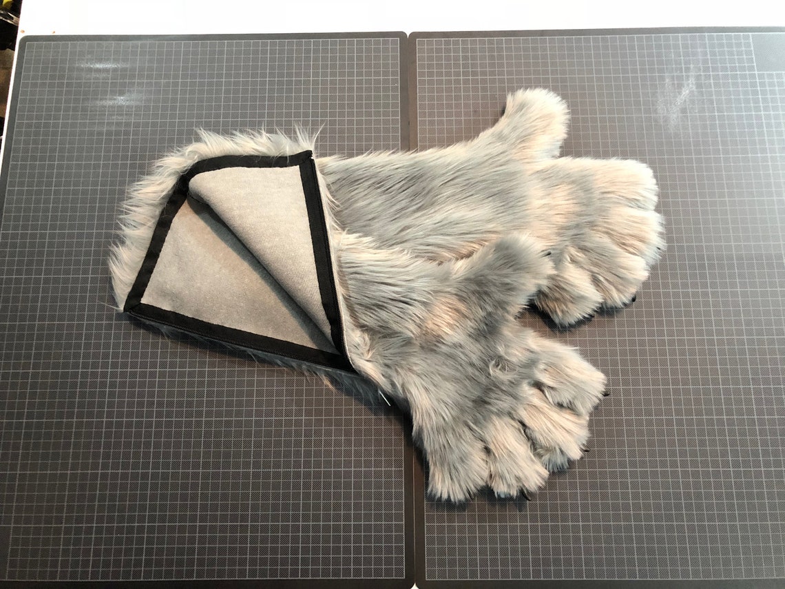 Grey Fursuit Paws Silicone Kemono Pawpads and Claws With - Etsy