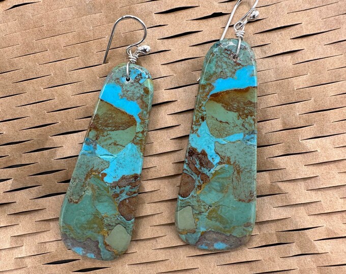 Turquoise Slab Earrings by Navajo Artist Ella M Garcia - Etsy