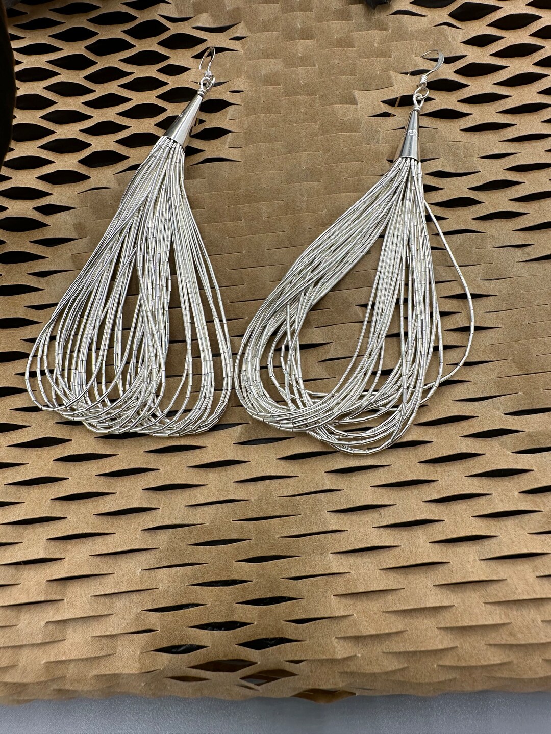 Sterling Silver 20 Strand Liquid Silver Earrings. 3 Inches Long - Etsy