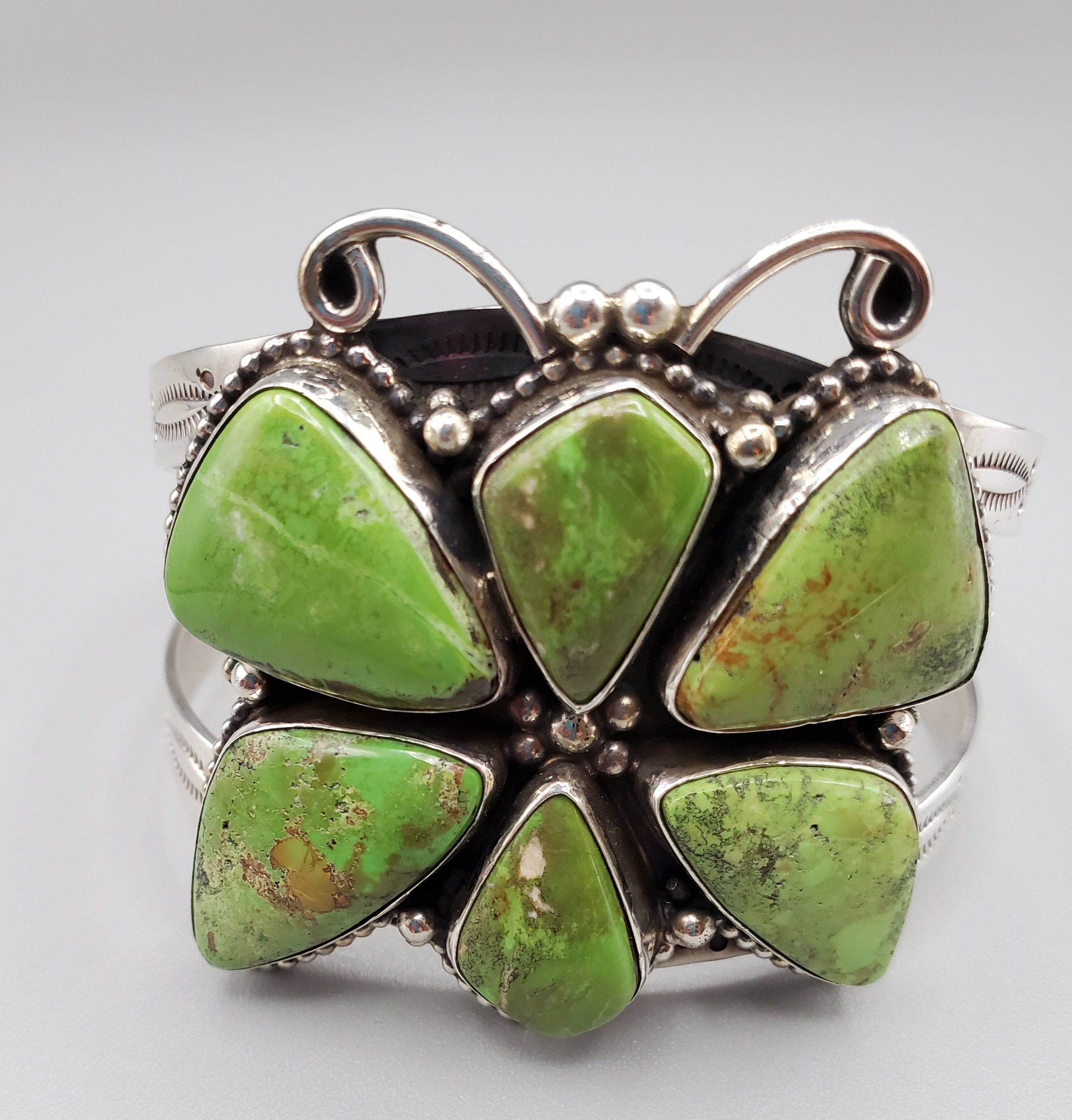 PRECIOUS Large Butterfly Gaspeite Bracelet by Navajo Kathleen Chavez - Etsy