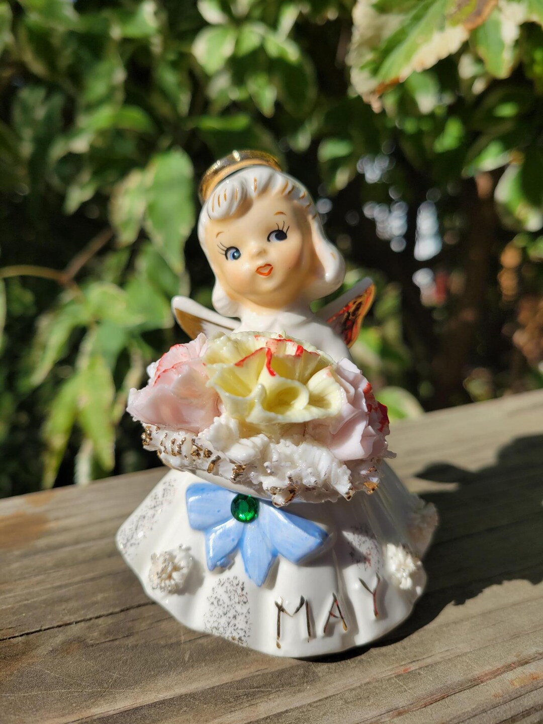 Vintage Lefton May Carnation Birthday Girl Angel Figurine Statue - Etsy
