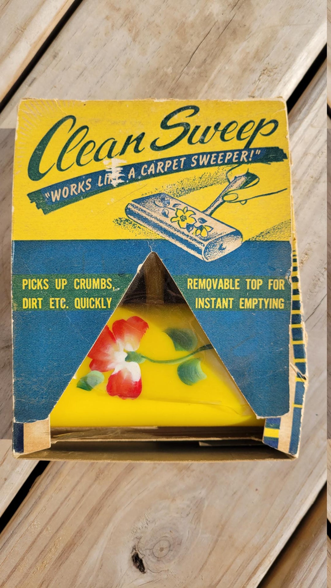 Vintage Clean Sweep Table Sweep Roller Crumb Bakelite Floral Painted - Etsy