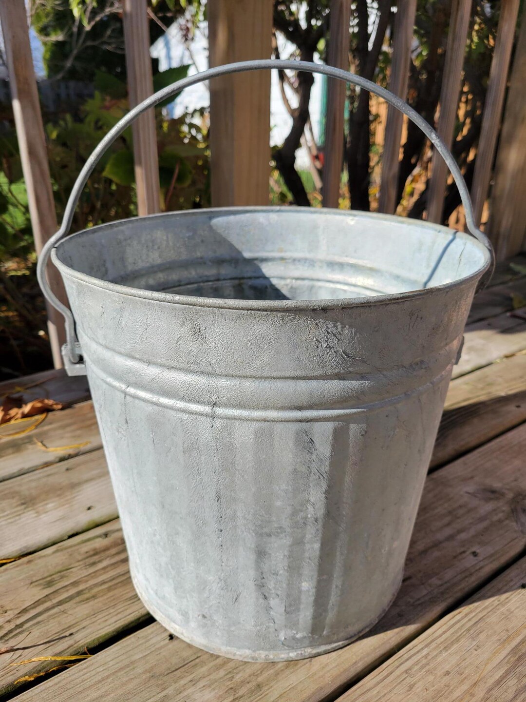 Vintage Galvanized Bucket Planters Wire Bail Handle Barn Tool Farm ...