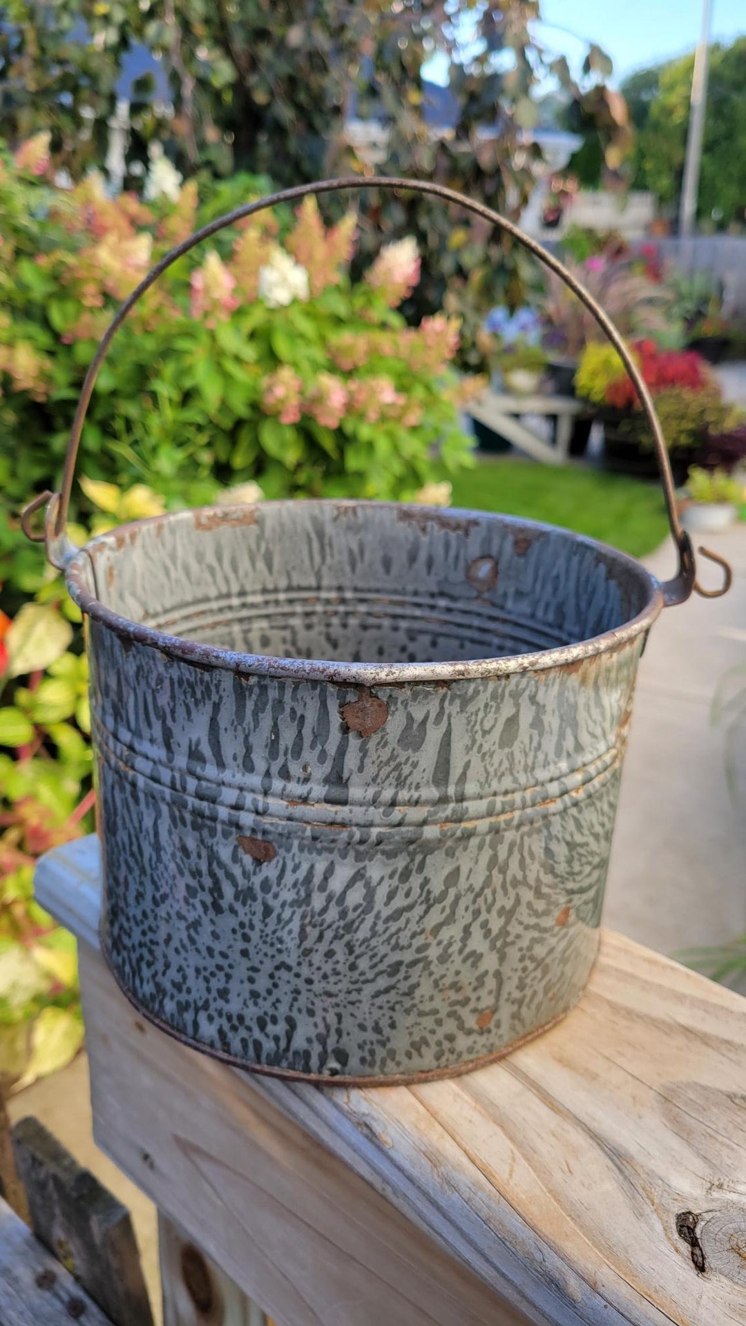 Vintage Graniteware Enamel Berry Pail Farmhouse Decor Planter - Etsy