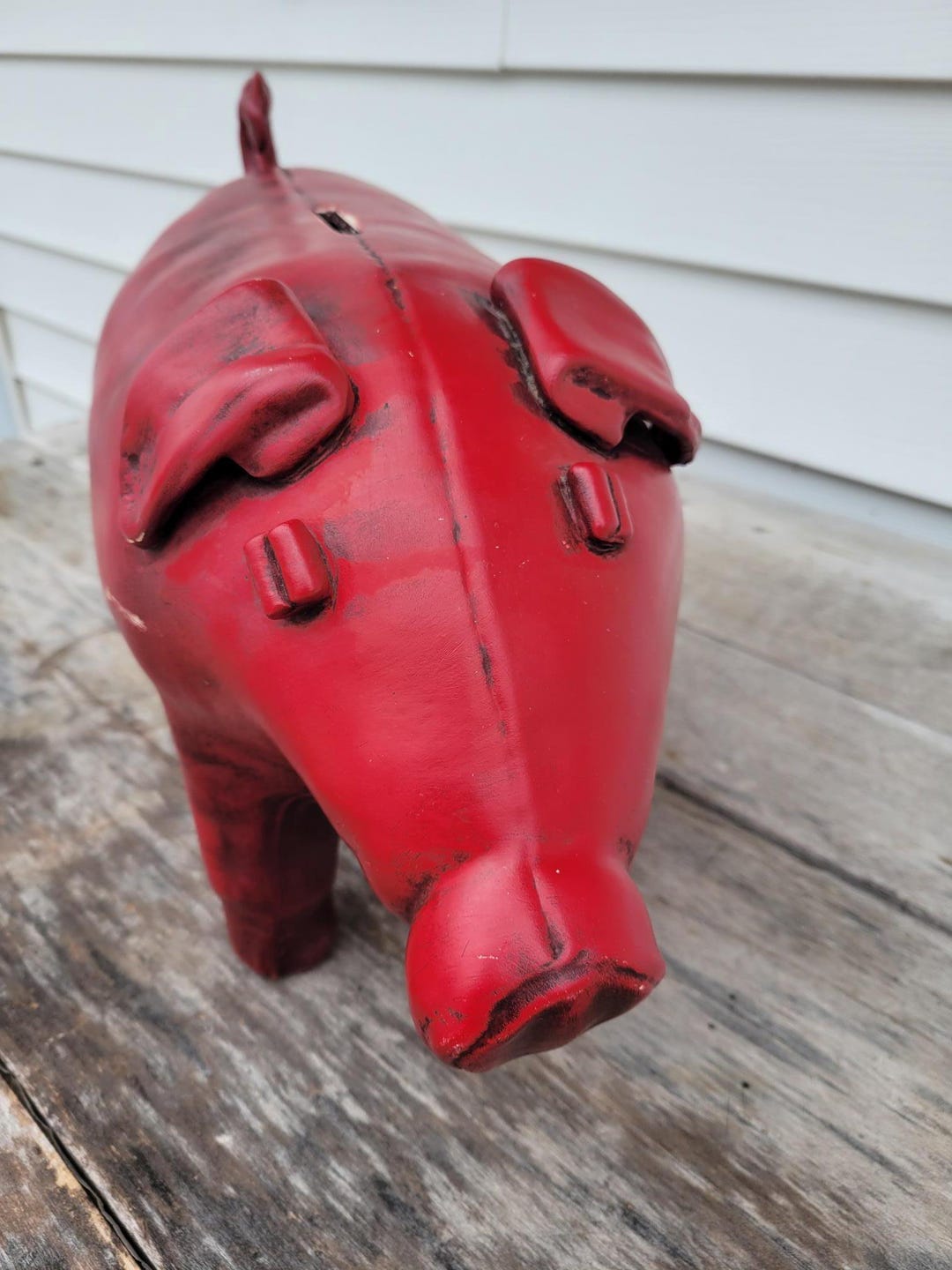 Vintage Retro Red Piggy Bank Large - Etsy