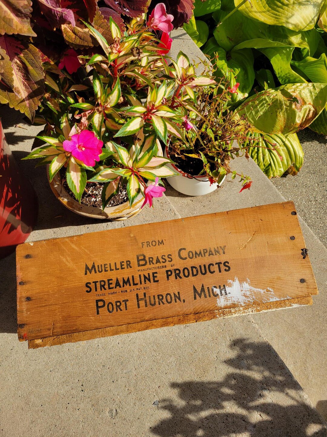 Vintage Wooden Crate Box Mueller Brass Company Advertising Port Huron ...