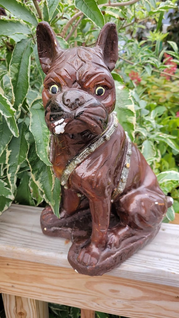 Vintage Plaster Boxer Bulldog Dog Statue Made in Mexico - Etsy