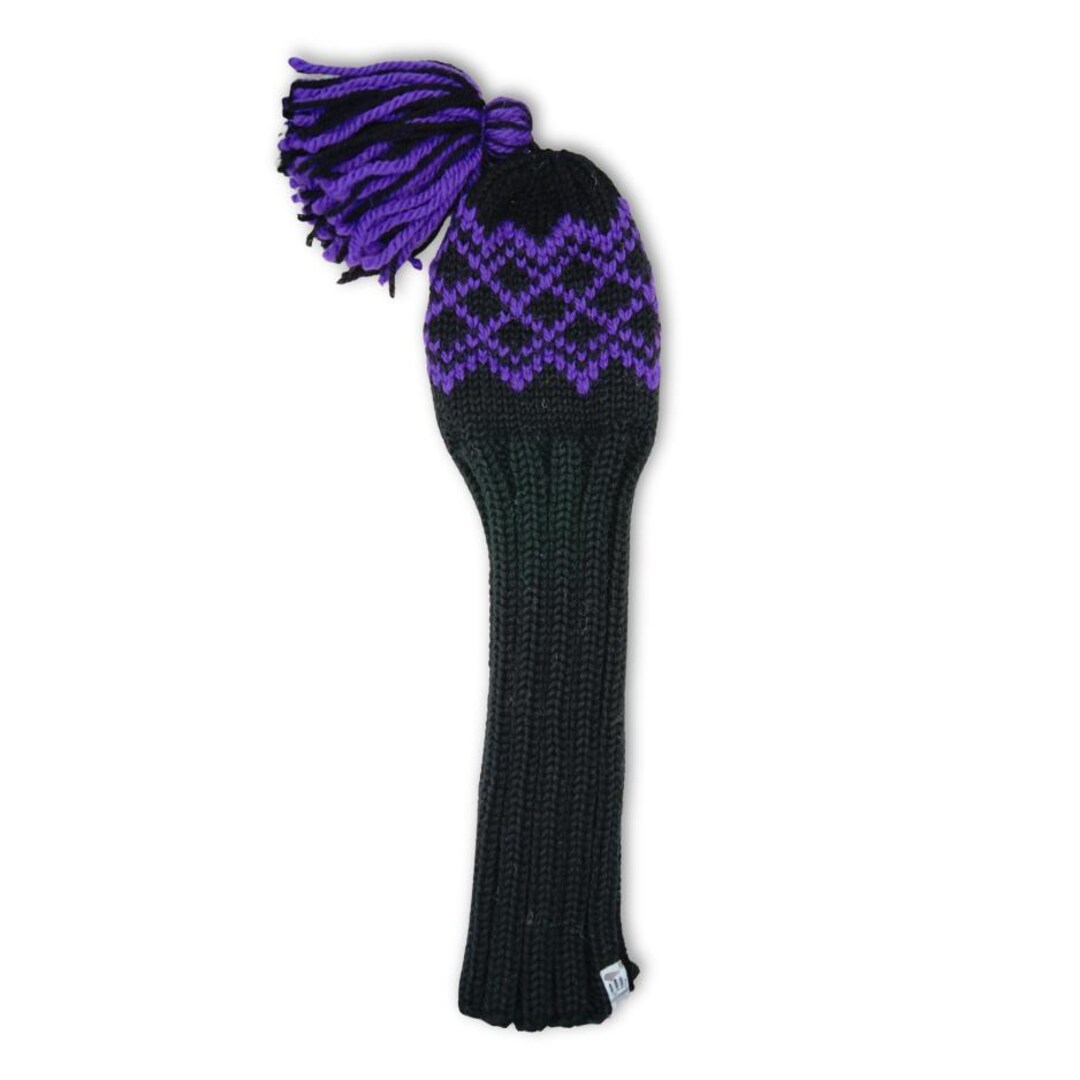 Knit Driver Cover: Black With Purple Argyle Pattern and Tassel - 100% ...