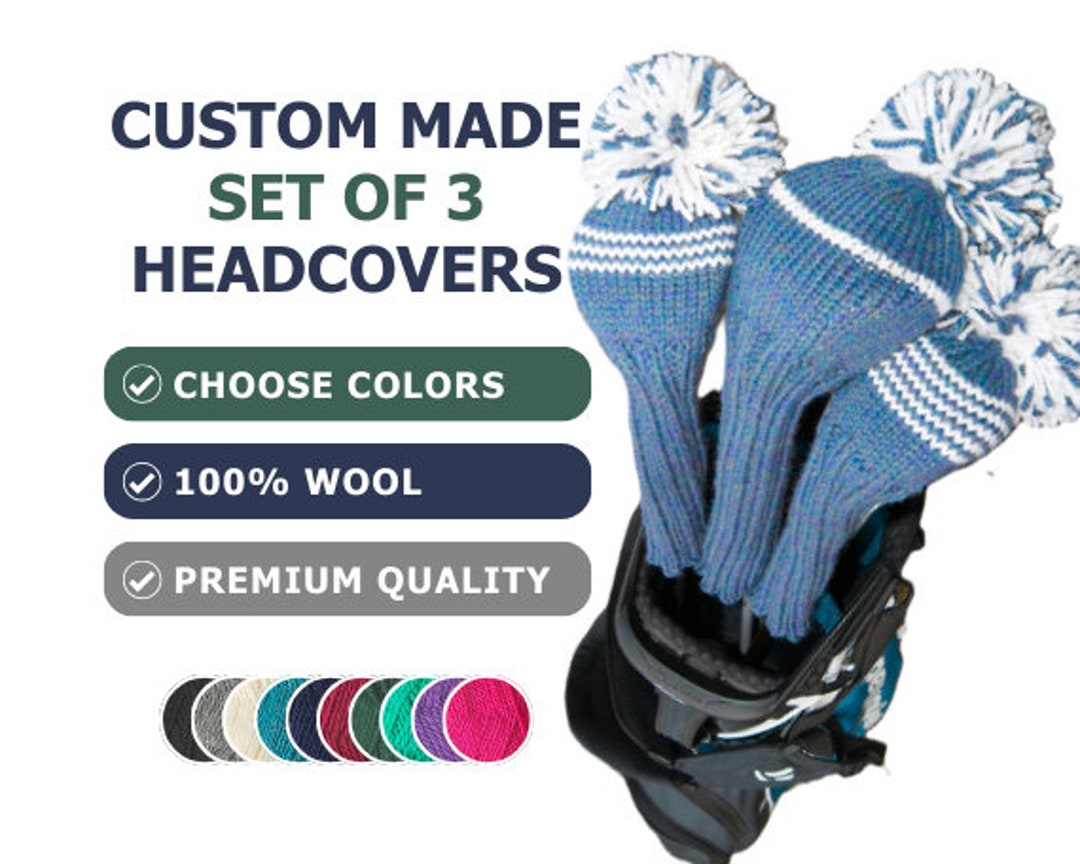 Custom Set of 3 Knit Golf Club Covers Knit Headcover Driver Cover 3 ...