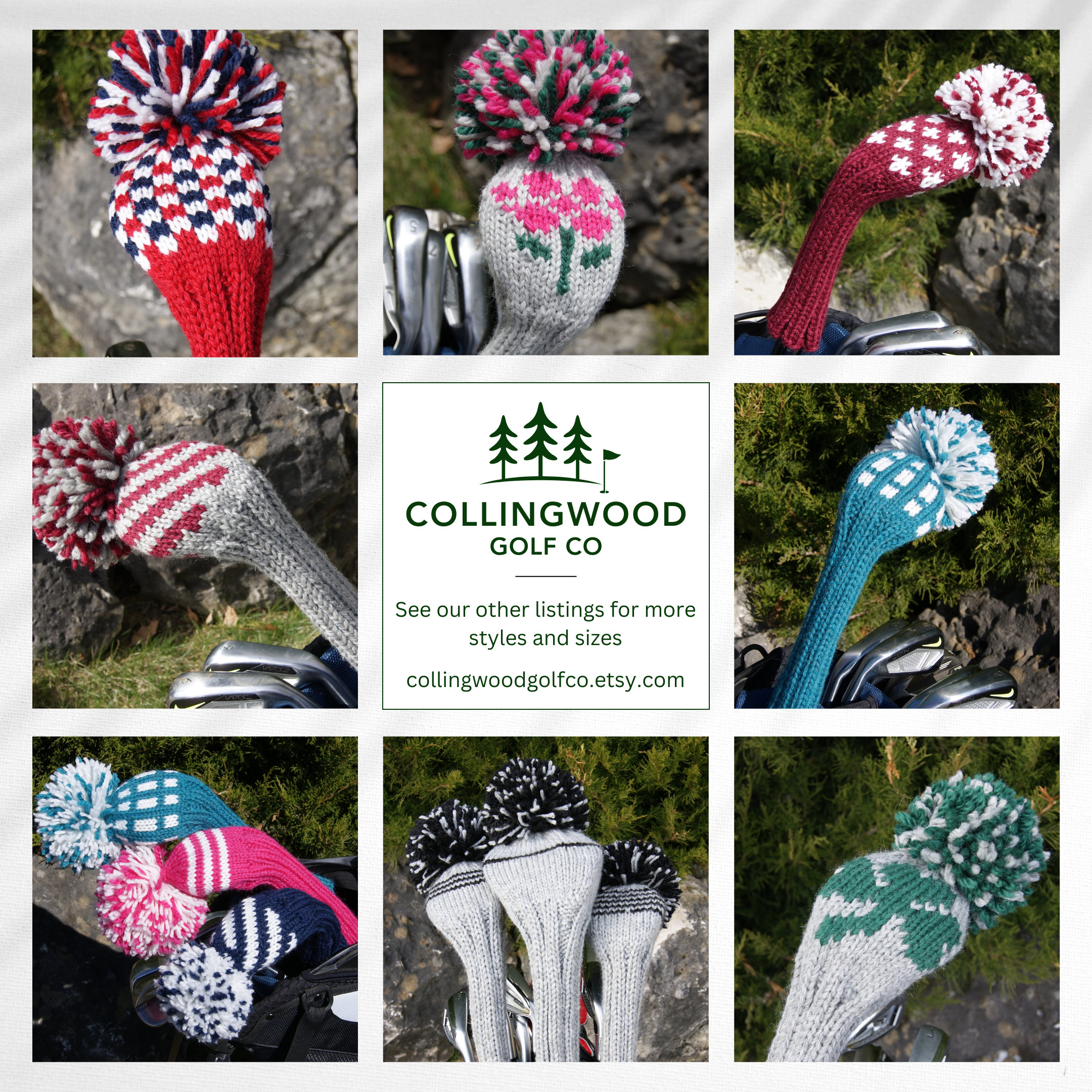 Custom Knit Driver Cover Check Pattern Knit Driver Headcover Golf Head ...