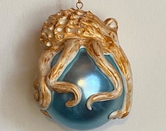 Jeweled Blown Glass Octopus Christmas Ornament Pearls - Etsy