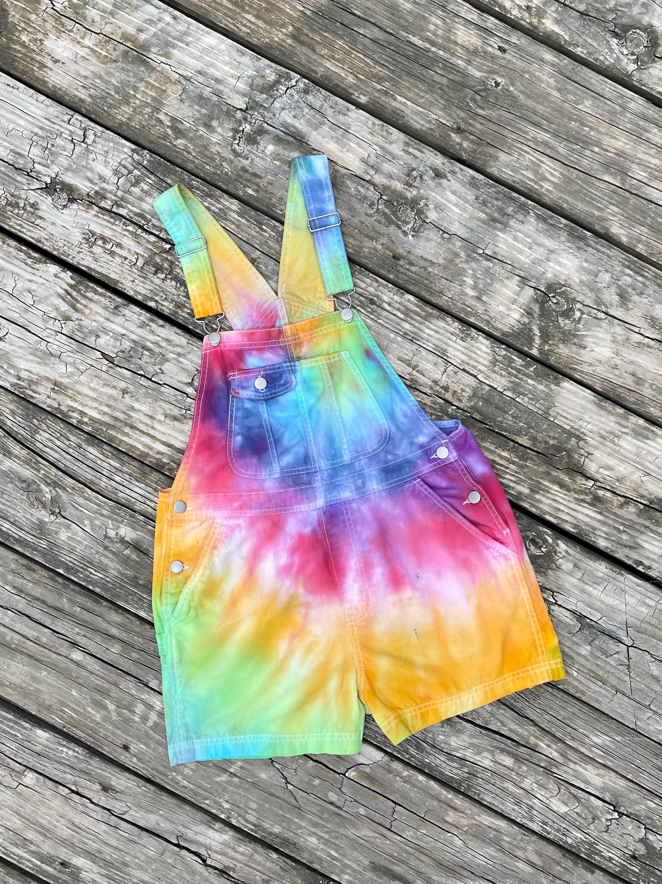 Tie Dye Overall Shorts Tie Dye Overalls PINWHEEL MIX Etsy