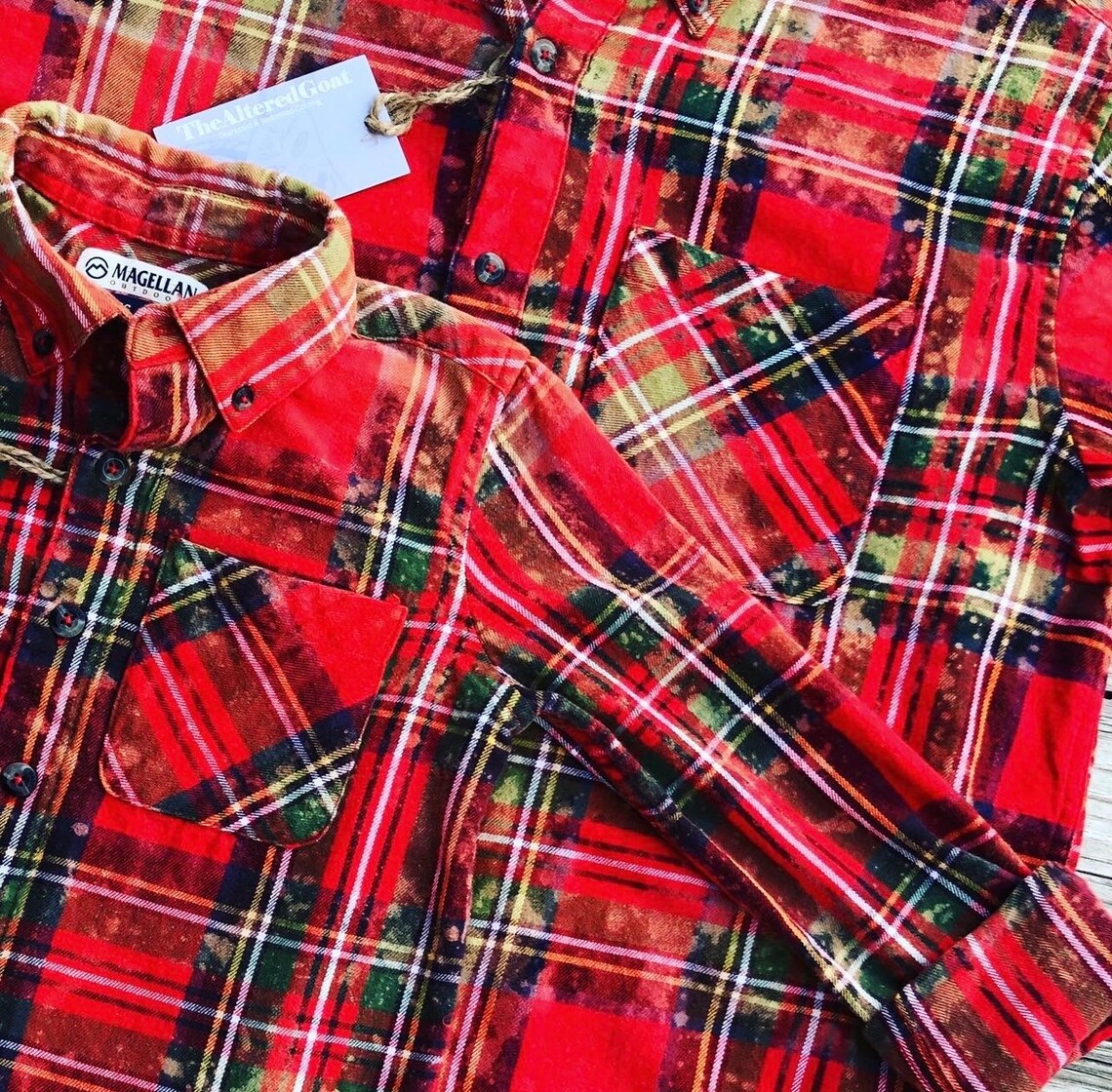 Special Edition Distressed Bleached Flannel Shirt / Bleached - Etsy