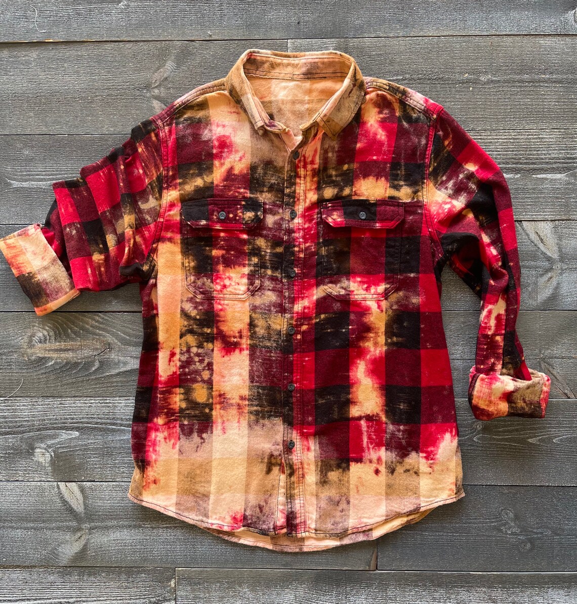 Distressed Bleached Flannel Shirt / Bleached Flannel / - Etsy